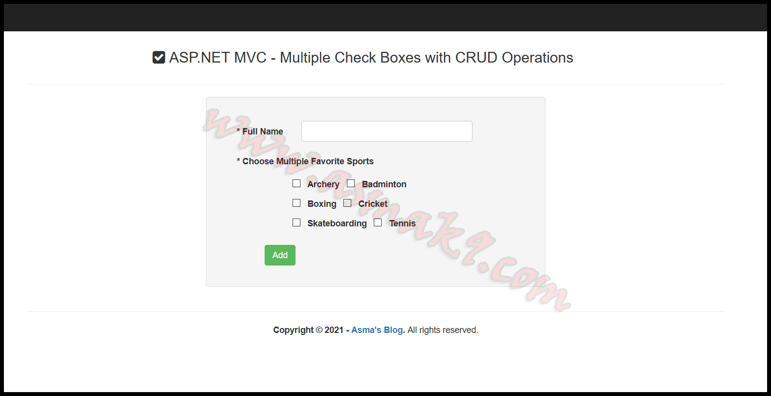 ASP.NET MVC: How to Create Multiple Check Boxes with CRUD Operations ...