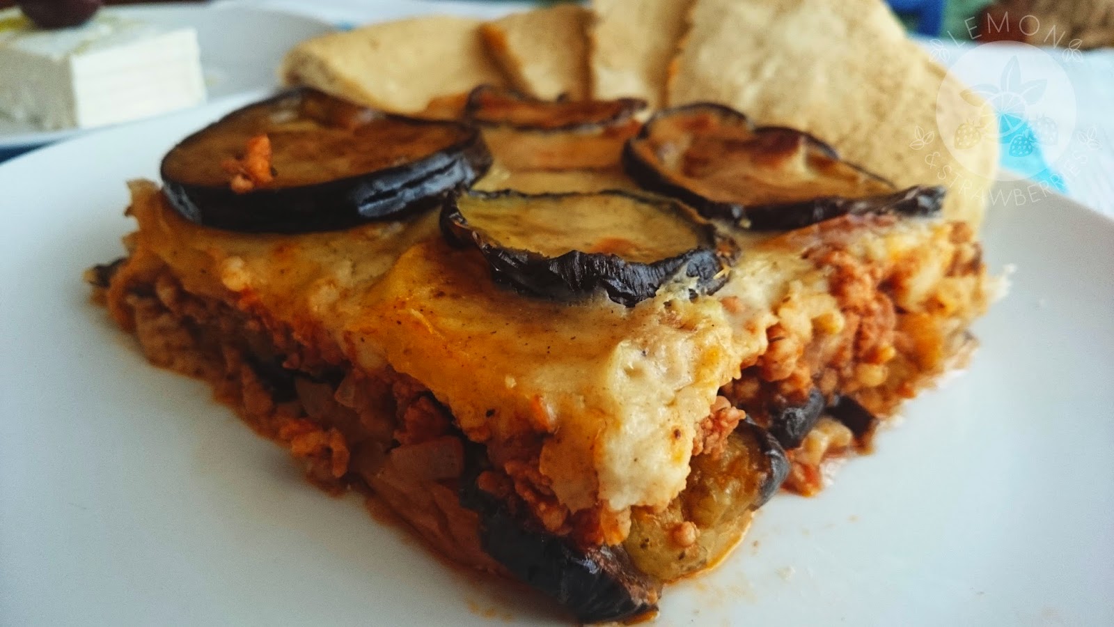 Classic Greek moussaka (μουσακάς) with béchamel sauce