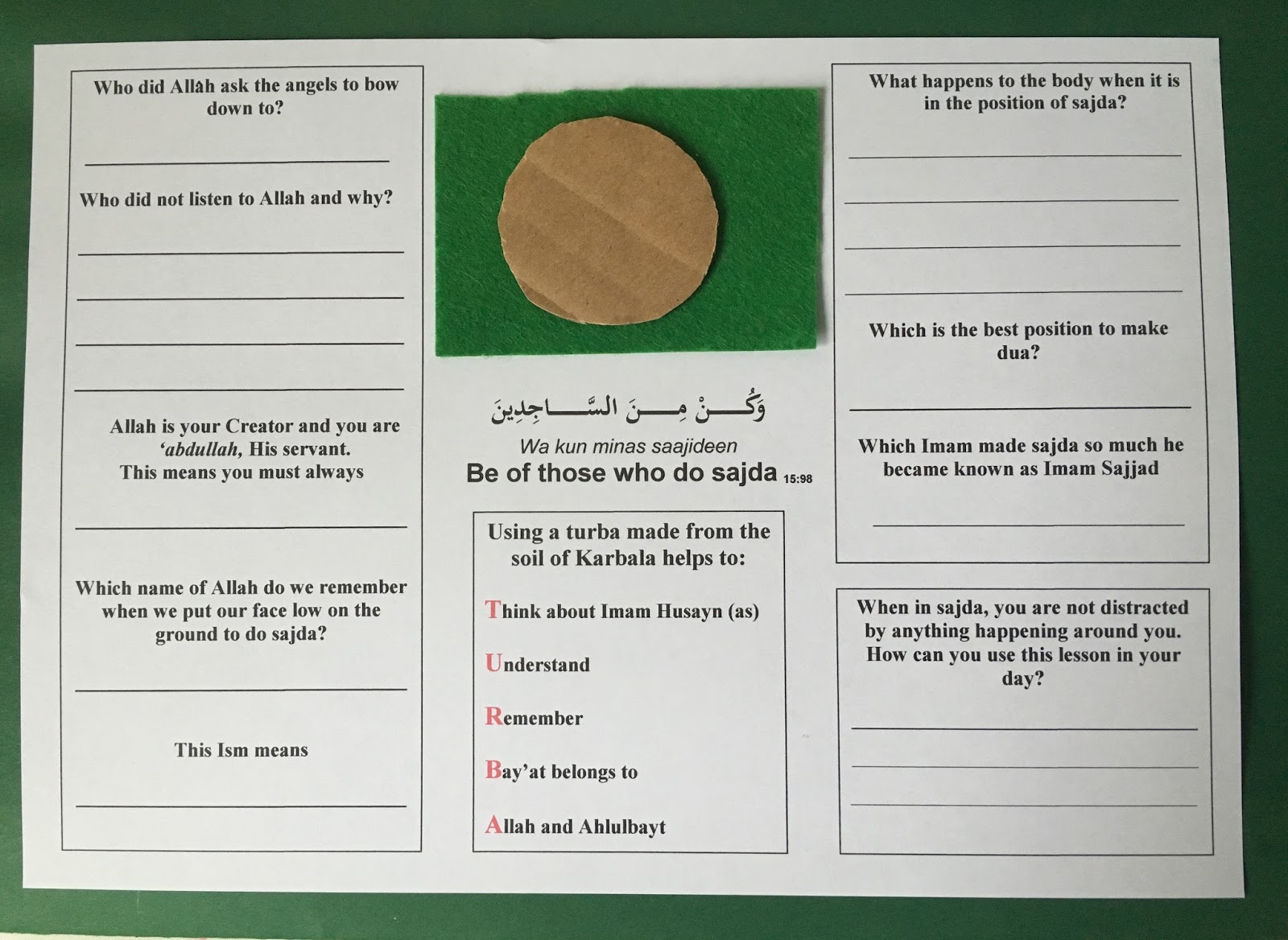 The Position of Sajda and the Turba | Islam From the Start