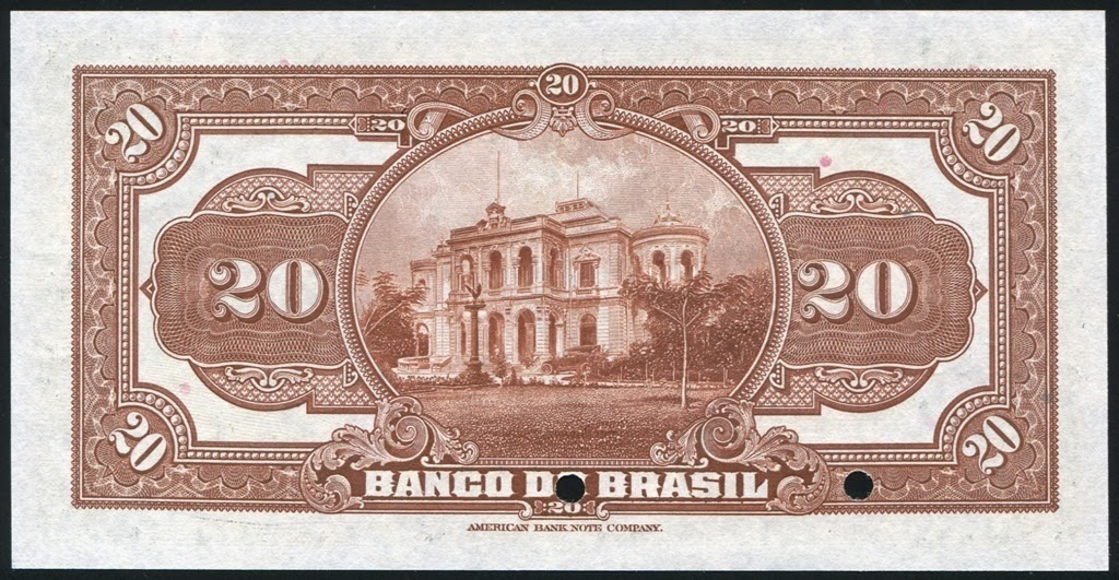 Sterling Numismatic Gallery: R205s - 20 Mil-Réis Banco do Brasil 1930-1955