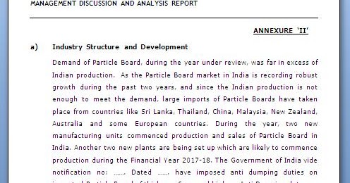 Management Discussion and Analysis Report Format as per Companies Act