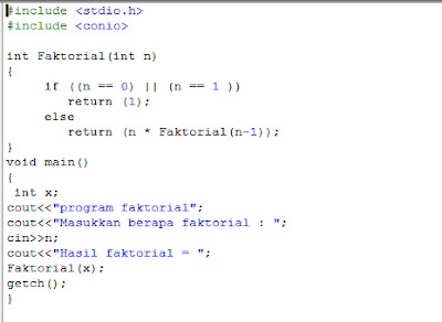 Program Rekursif Faktorial pada C++ | Sekedar Berbagi