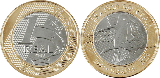 World Coin News: Brazil 1 real 2019 - 25 years of the Real
