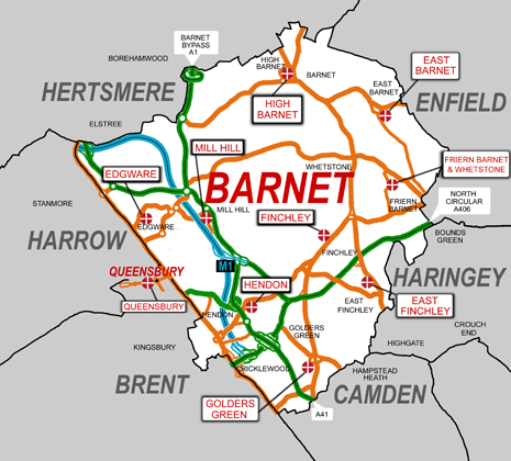 Barnet Map Region Political | Map of London Political Regional