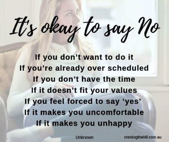 LEARNING THE ART OF SAYING "NO" GRACIOUSLY - Cresting The Hill