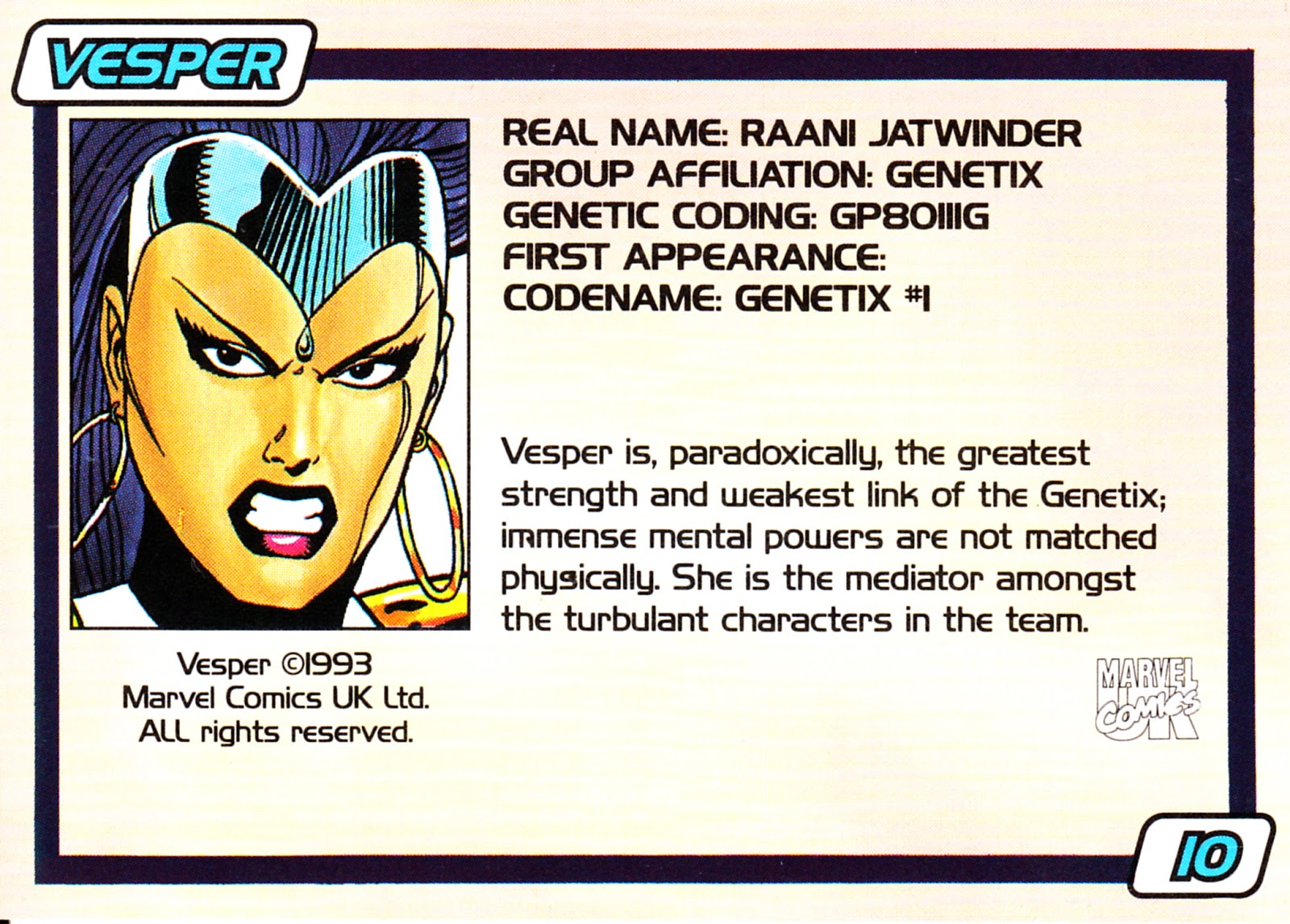 STARLOGGED - GEEK MEDIA AGAIN: 1993: GENE CARDS 9-12 (Marvel UK)