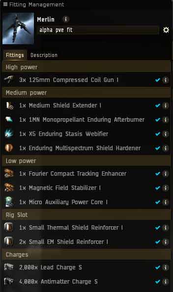 EVE Online Mission: merlin alpha pve fit