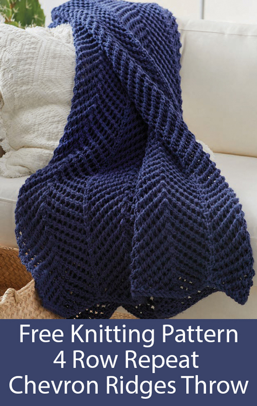 Amazing Knitting: 4 Row Repeat Chevron Ridges Throw - Free Pattern