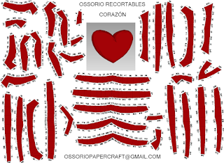 OSSORIO RECORTABLES DE PAPEL: Recortable de un corazón de color granate ...