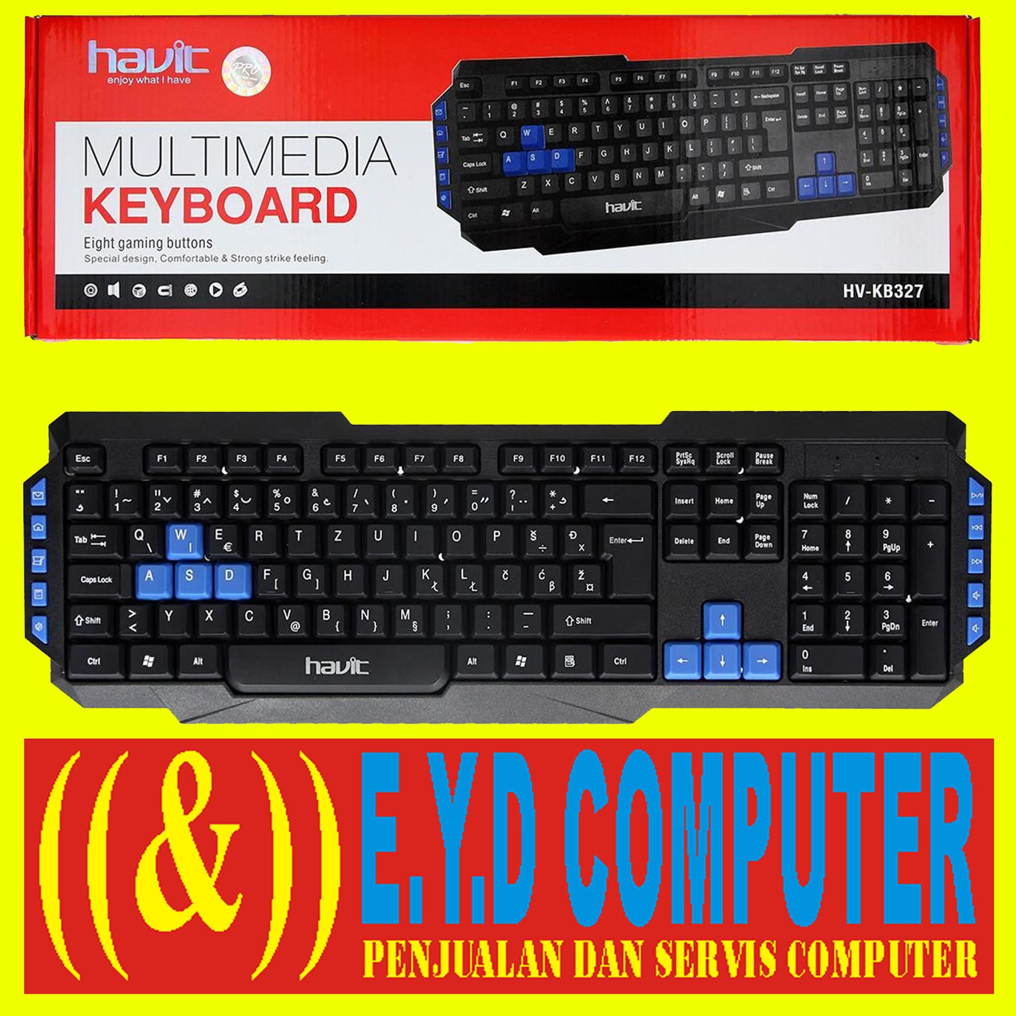 KEYBOARD GAMING MULTIMEDIA USB GAME SUPORT SEMUA PC KOMPUTER LAPTOP ...