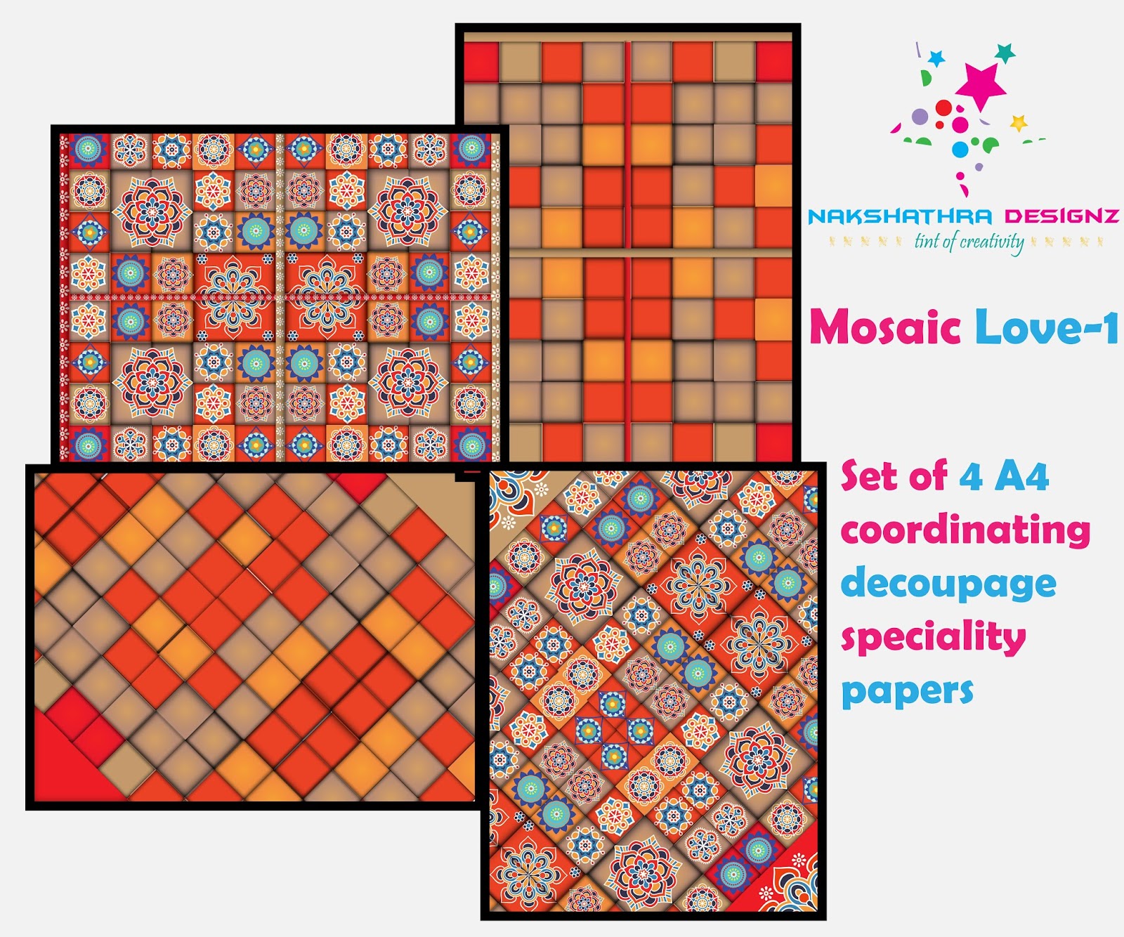 Nakshathra Designz: October 2019 release-Mosaic Decoupage papers
