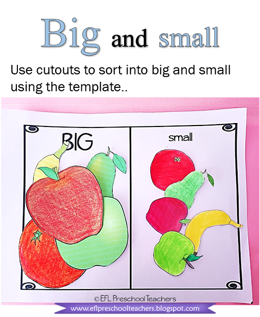 ESL/EFL Preschool Teachers: BIG and small template for Sorting Cutouts