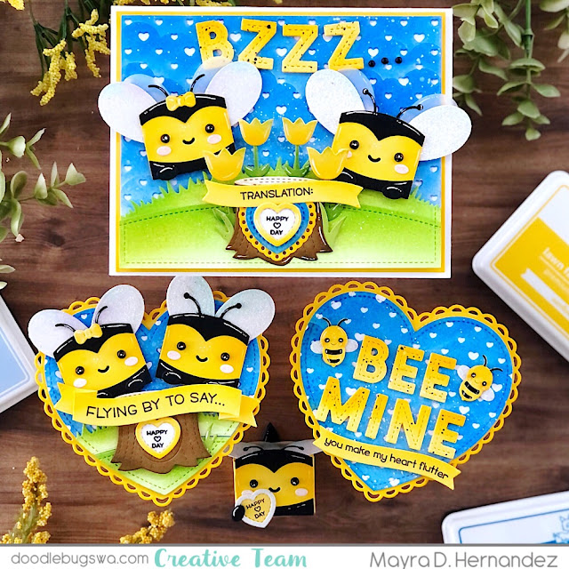 Doodlebugs: Bee Themed Valentine's with Lawn Fawn...