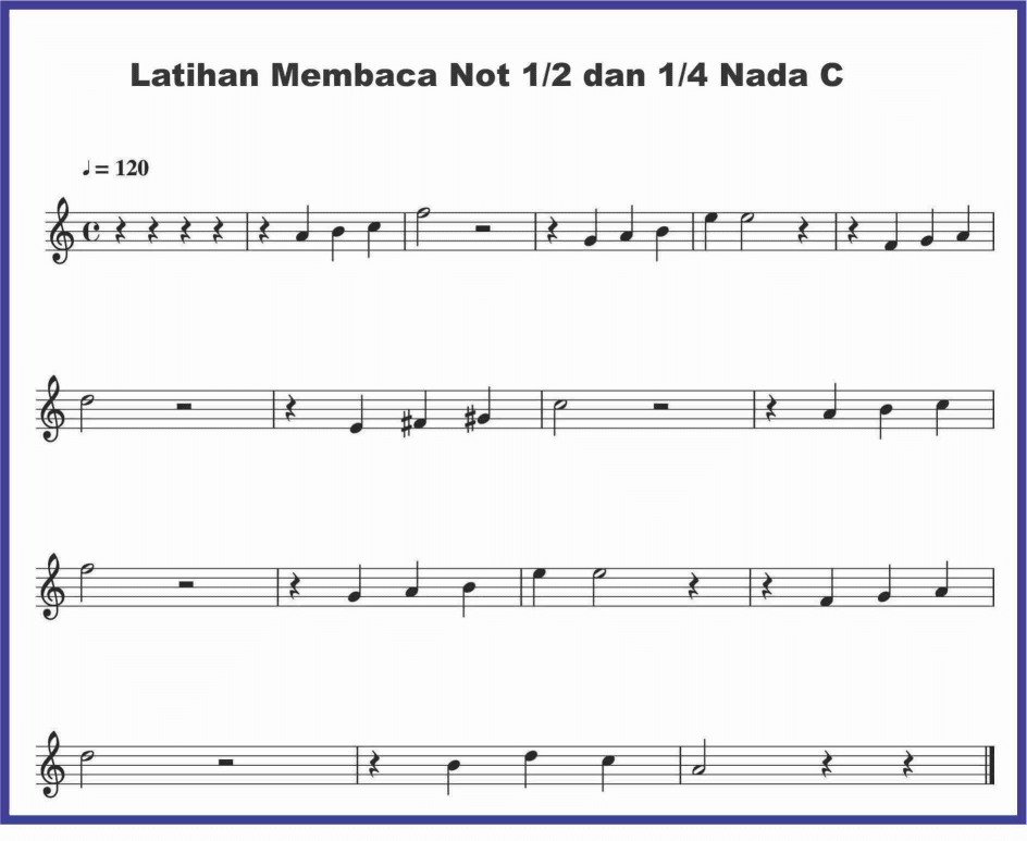 Membaca Not Balok Nada C Not 1/2 dan Not 1/4 - SEPUTAR MUSIK