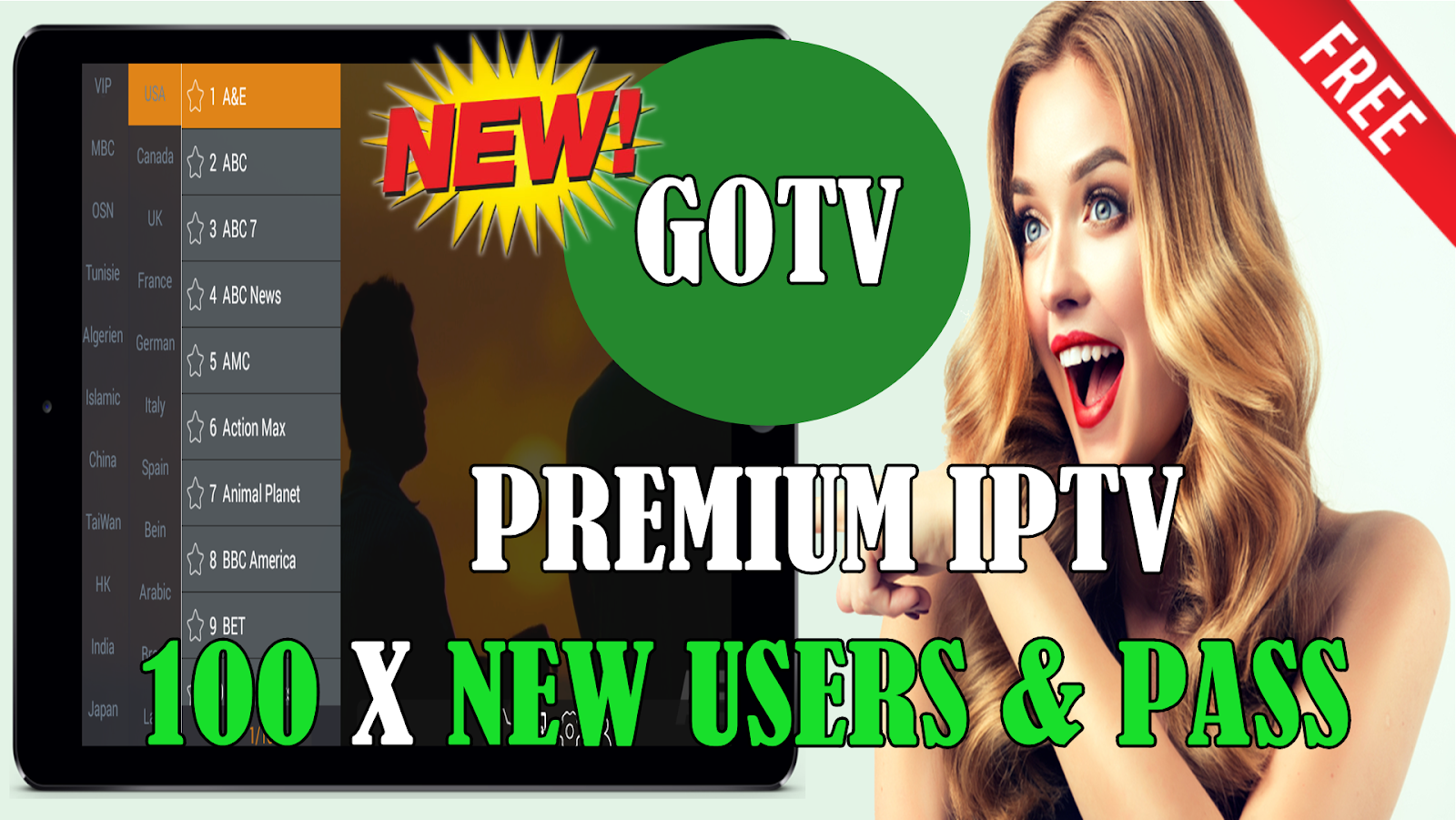 GOTV : BEST PREMIUM IPTV TO WATCH BEST PREMIUM CHANNELS + 100 USERS & PASS - IPTV DROID