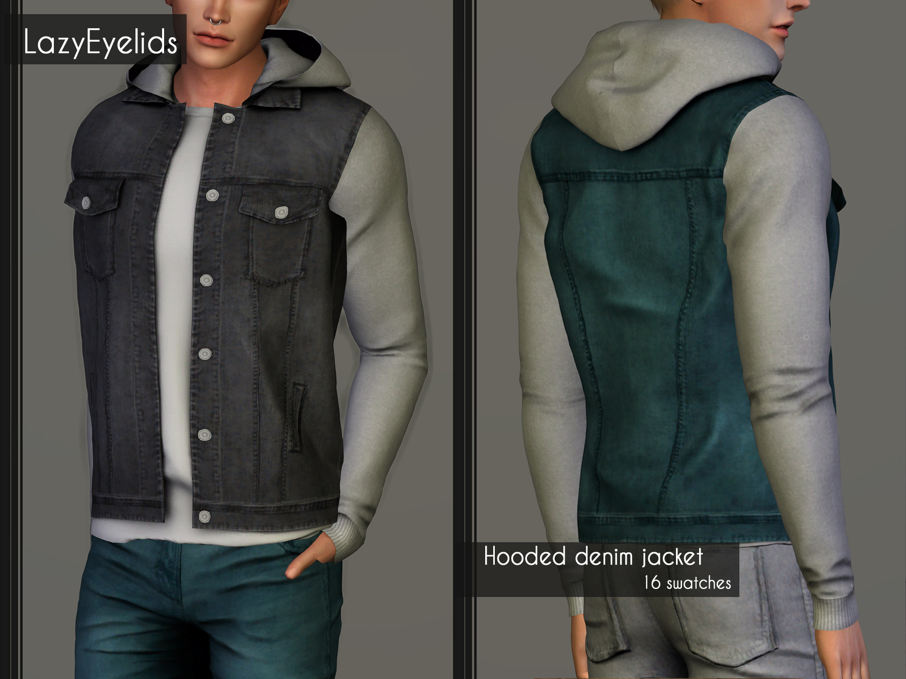 Sims 4 cc: Hooded denim jacket