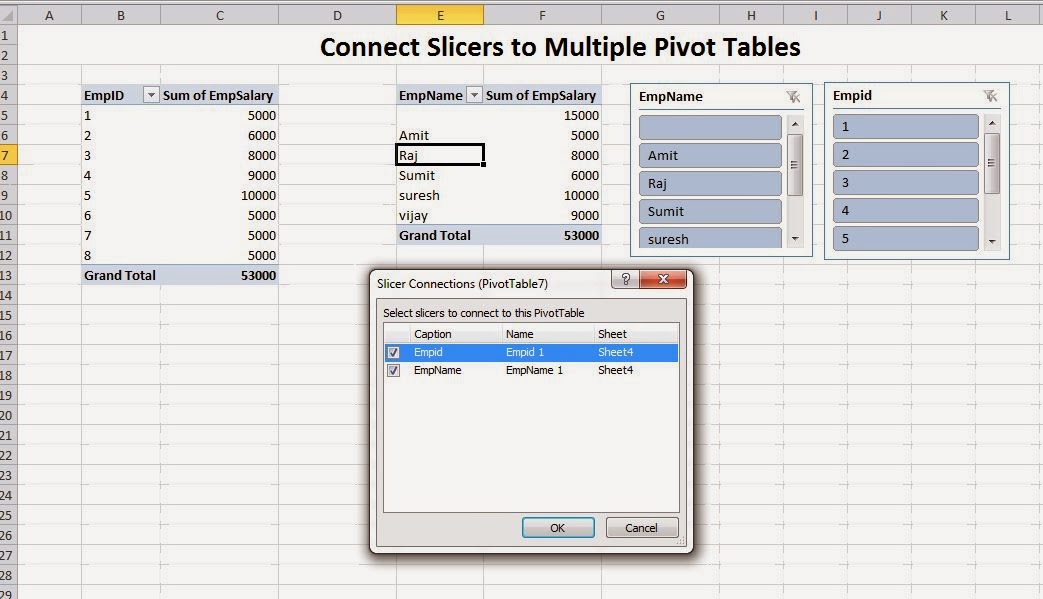 Sql Bi And Data Analytics Solutions Slicers To Connect Multiple Pivot Tables In Excel 2010