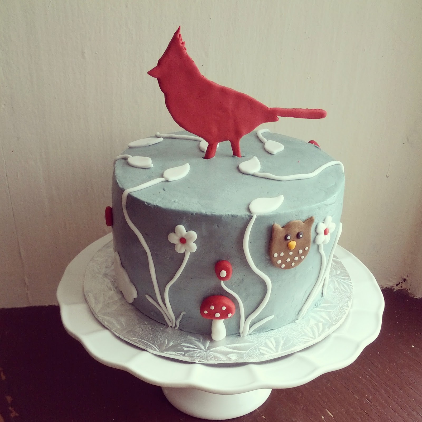 Second Generation Cake Design: Red Cardinal Nature Birthday Cake