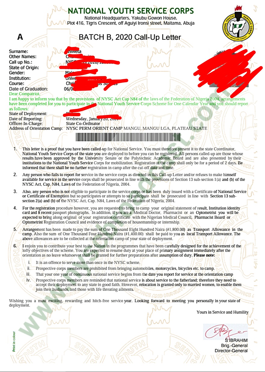 Click Here To See NYSC Call Up Letter Printing Date (2023 Batch C ...
