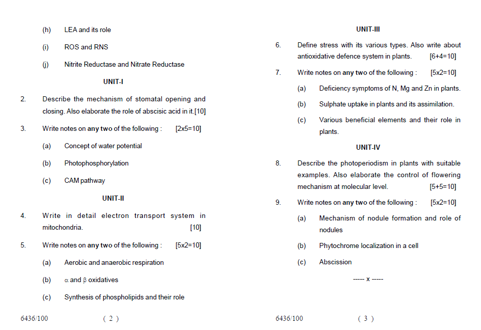 Lucknow University M.Sc.( Semester-IV) ( Regular/BP/Imp.) PLANT SCIENCE ...