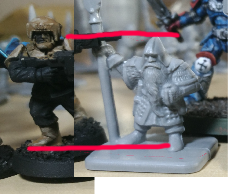 em4 Minatures Compared to WizKids D&D and Warhammer 40k Miniatures