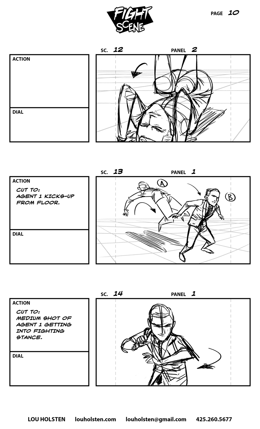 Lou Holsten: Fight Scene - storyboards