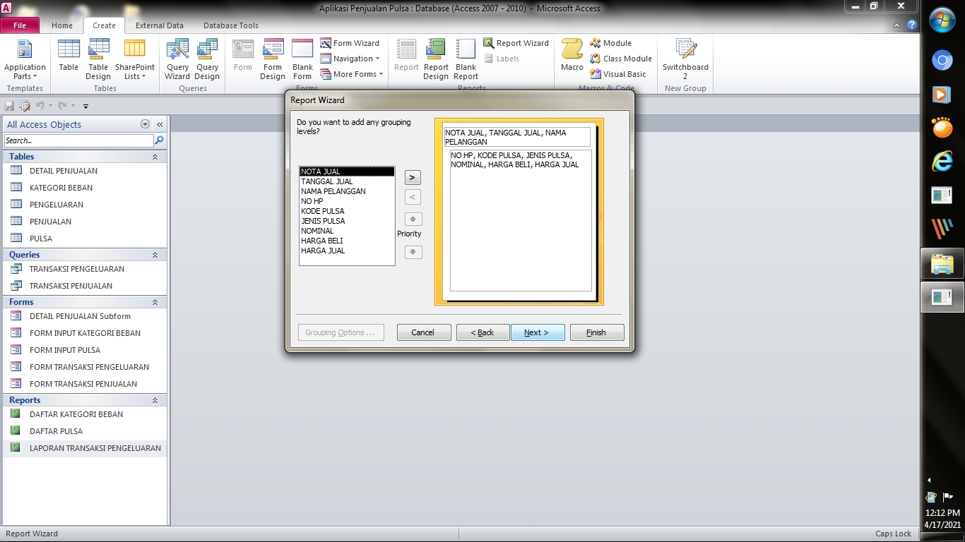CARA MEMBUAT APLIKASI PENJUALAN SEDERHANA (KONTER PULSA) PADA MS. ACCESS