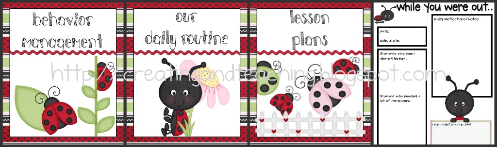 Ladybug Substitute Binder | creating & teaching