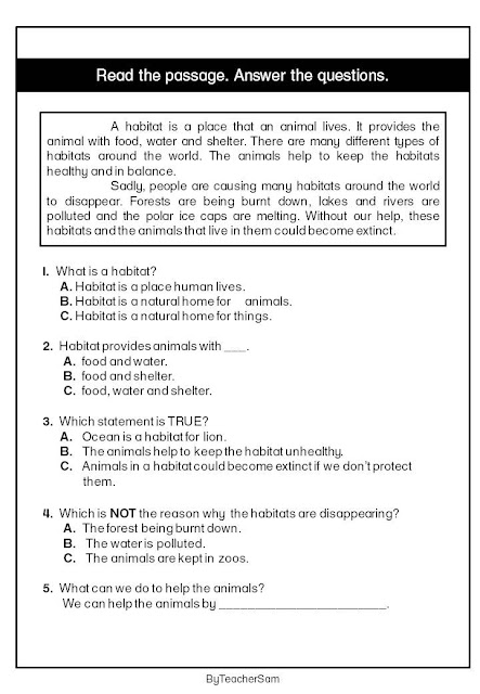 UNIT 6 - Habitat Comprehension UNIT 6 - Habitat Comprehension