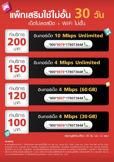โปรเสริมเน็ตทรู 5G/4G/3G: ใหม่! เน็ตทรู 10Mbps ไม่ลดสปีด+ฟรี WiFi