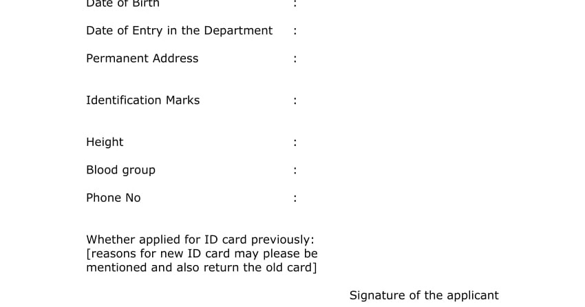 Application for Departmental Identity Card for Gramin Dak Sevak (GDS ...