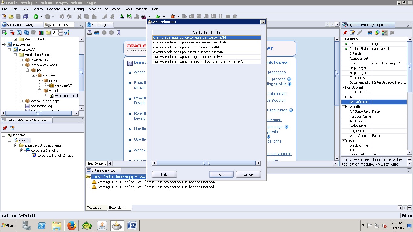 Oracle Application Framework: String Concatenate in OAF