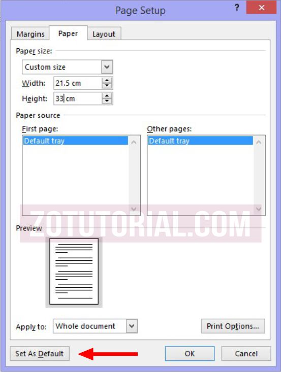 Settingan Ukuran Kertas F4 (Folio) di Microsoft Word Untuk Print ...