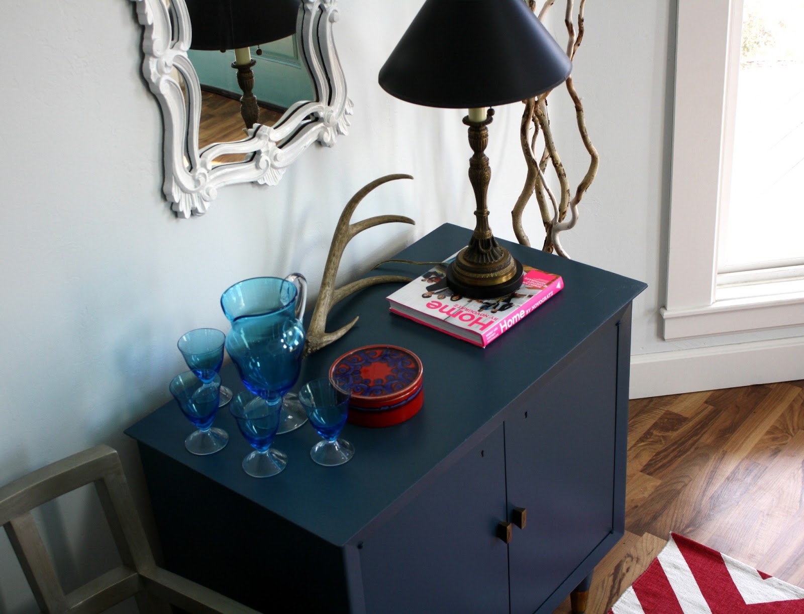 The Turquoise Iris ~ Furniture & Art: Mid Century Indigo Blue Mini Bar
