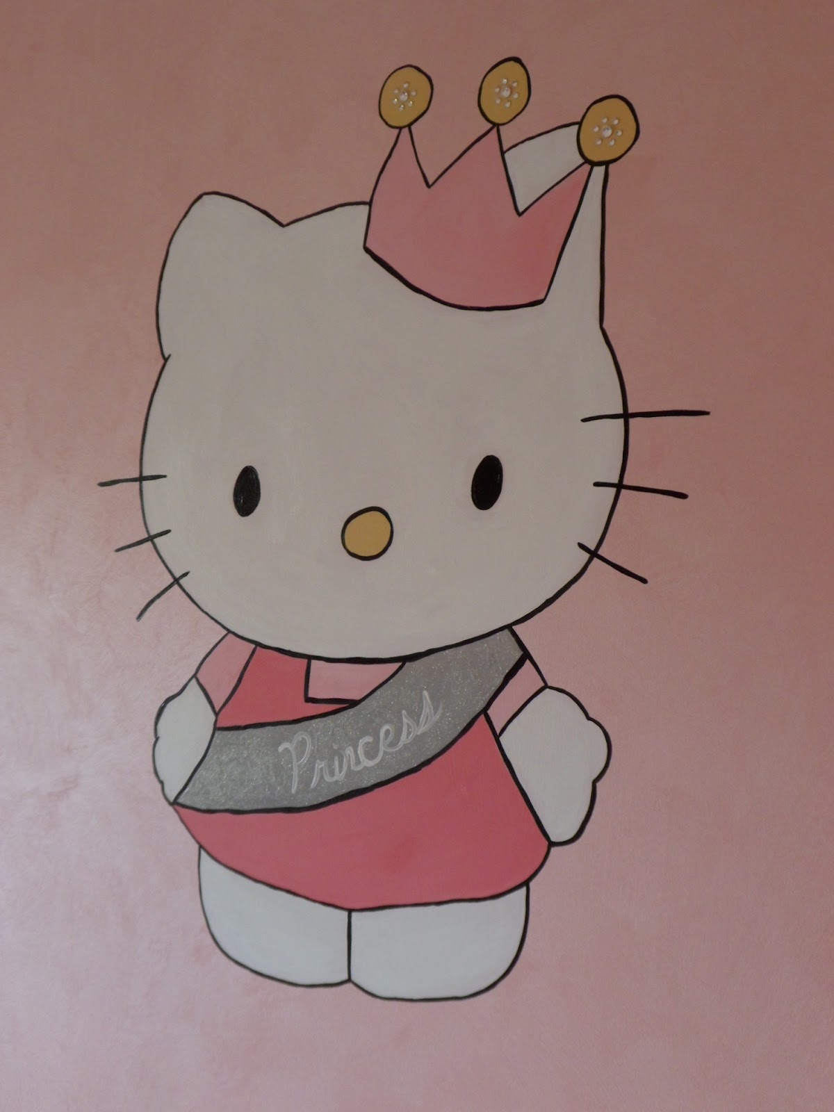 Savard Studios: Murals - Hello Kitty Princess and Planets, Moon and Rocket