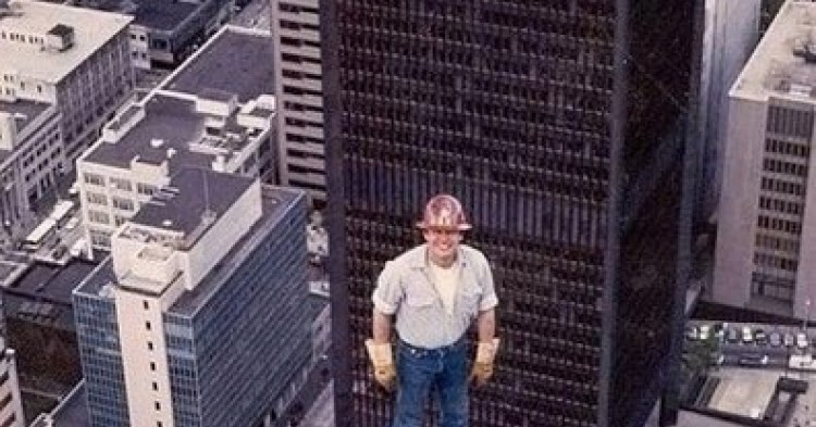 Ironworker During Construction of the Columbia Tower, circa 1980s ...