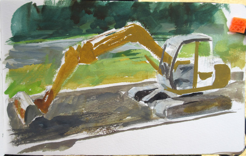 Gurney Journey: Painting an Excavator in Gouache