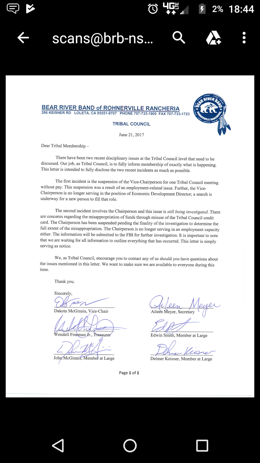 Words Worth: Read a Bear River Tribal Council letter for yourself ...