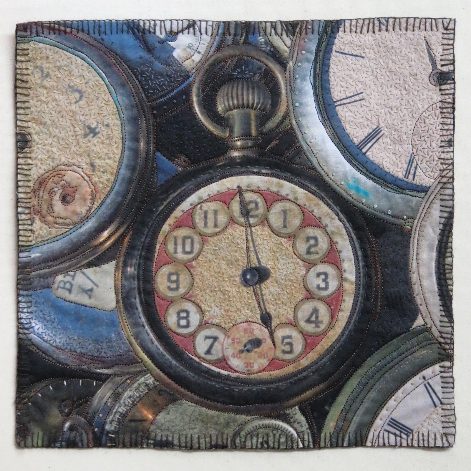 Art In Stitches: Time Standing Still, a mini art quilt