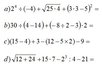Matemática Segundo Nivel Medio Educ. de Adultos: Ejercicios Combinados