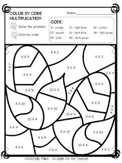 An Apple For The Teacher: Fall Color By Number Worksheets