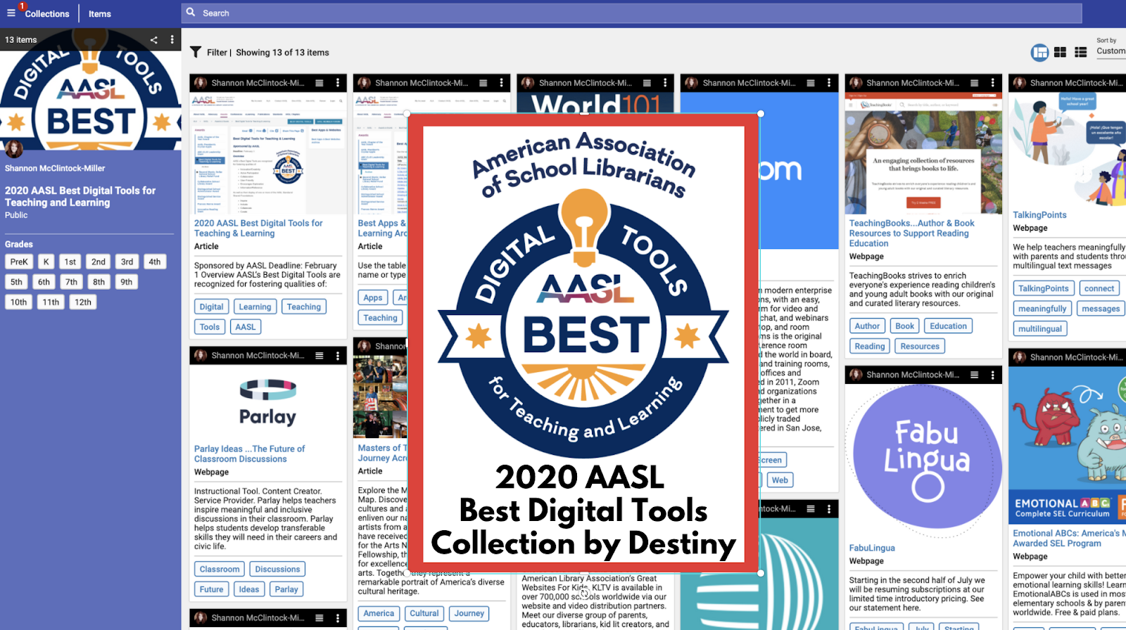 The Library Voice The 2020 Aasl Best Digital Tools Collection By Destiny