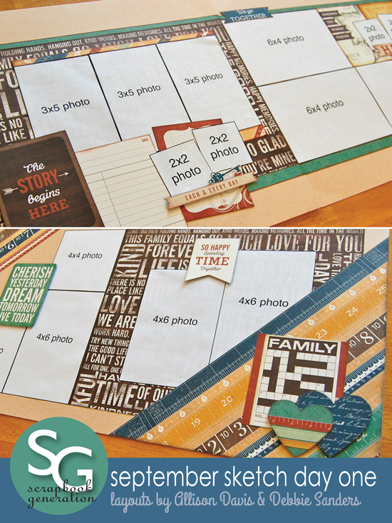 SCRAPBOOK GENERATION: Sketch Day One layouts for September