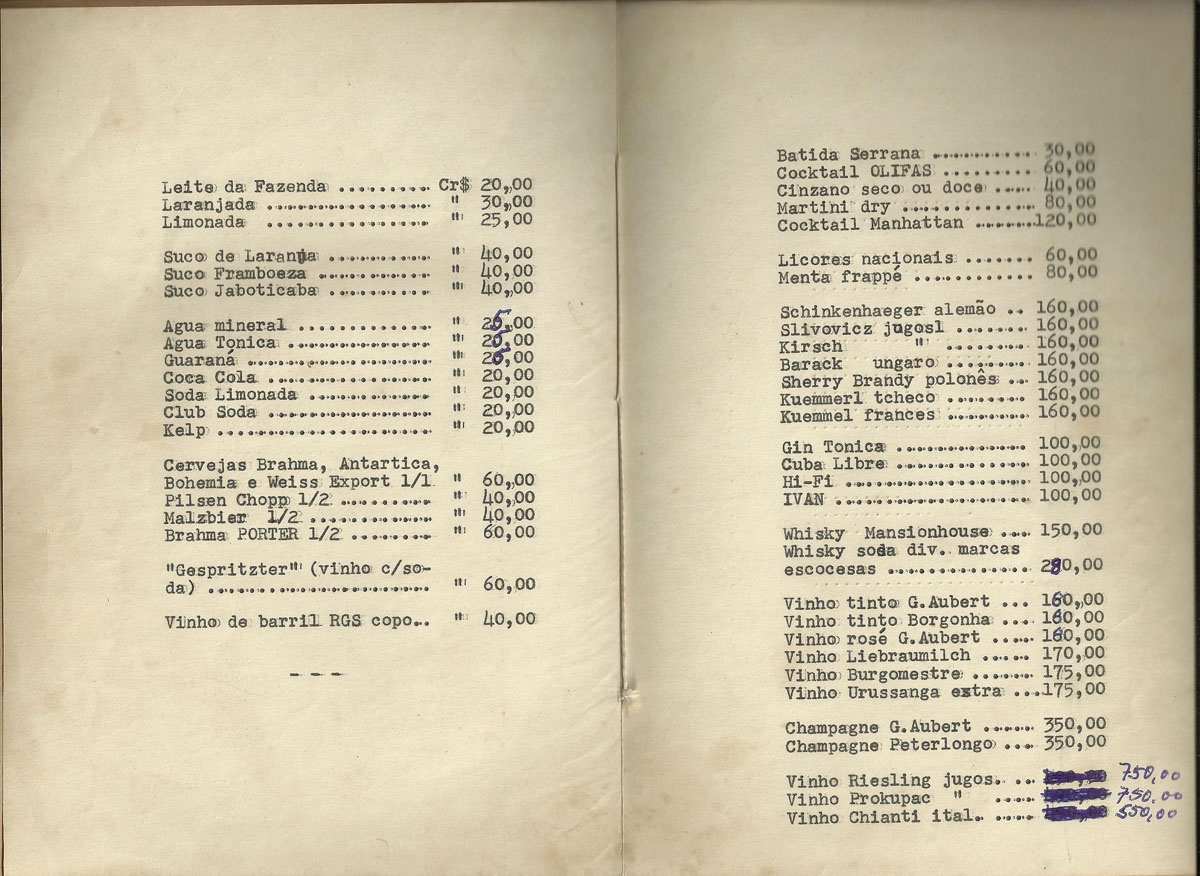 Hotel Olifas: Carta de Bebidas do Bar