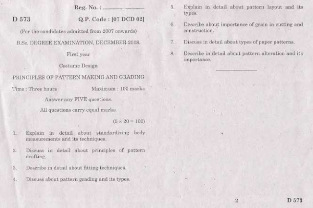 Bharathiar University B.Sc., Costume Design PRINCIPLES OF PATTERN ...