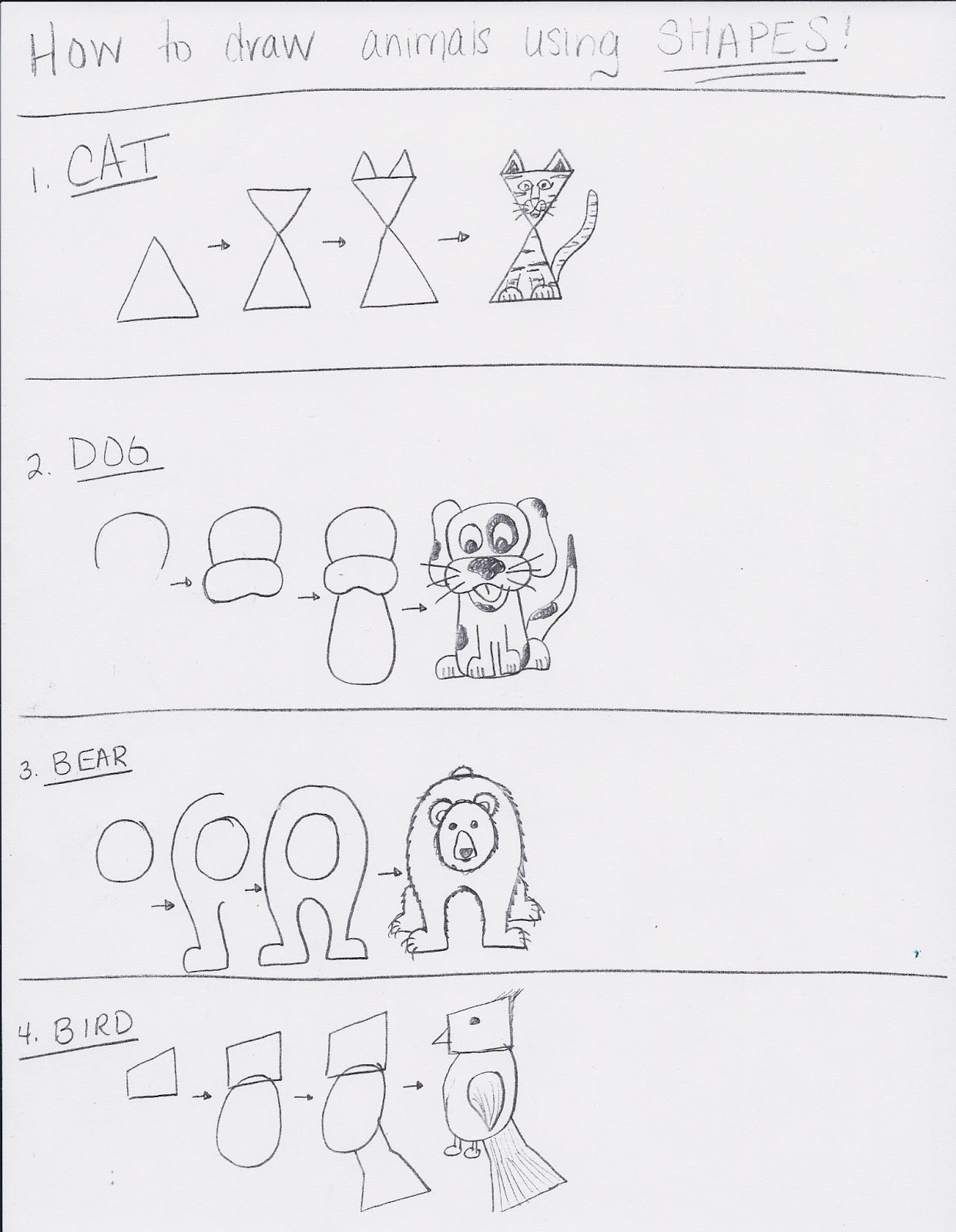 Art Room 104 1st Grade Shape Animals With Depth Art Room 104 1st Grade Shape Animals With Depth