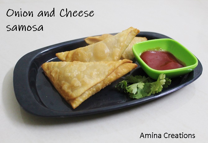 AMINA CREATIONS: ONION AND CHEESE SAMOSA WITH HOME MADE SAMOSA SHEETS