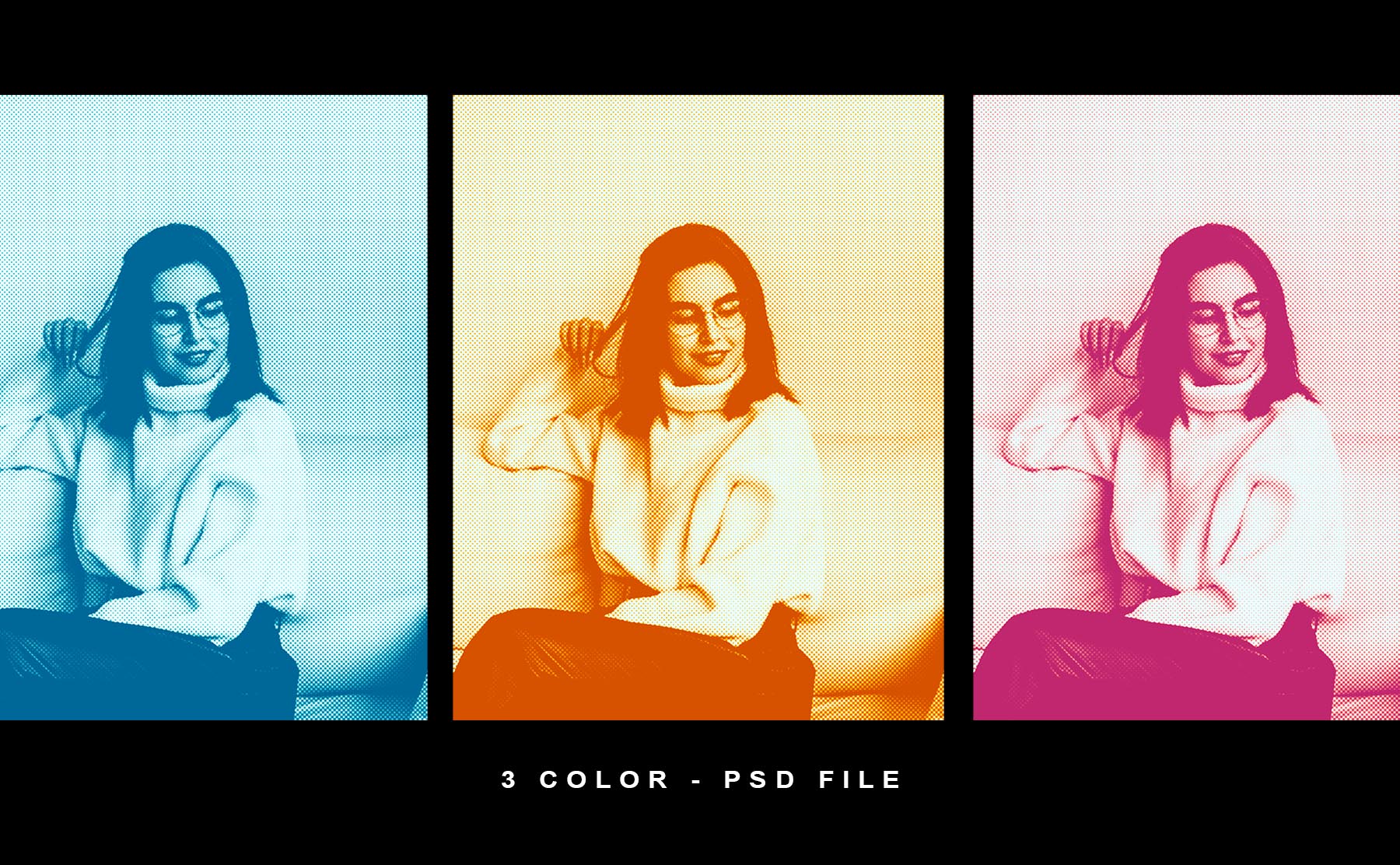 Free Halftone Duotone Photo Effect Template