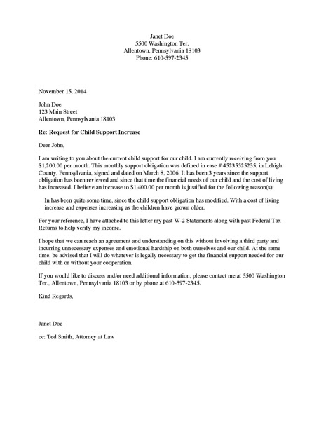 Child Support Modification Letter Template ~ Resume Letter