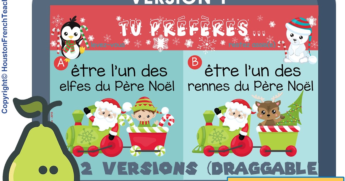 Tu Preferes Noel Digital/Virtual FRENCH Christmas (Google Slides ...